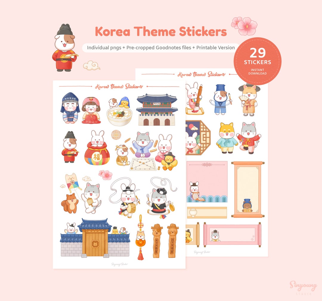 Cute Korea Theme Stickers for Digital Planner | South Korea Sticker ...
