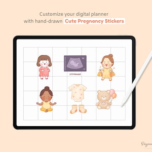 Cute Pregnancy Digital Stickers | Pregnant Woman Character Goodnotes ...