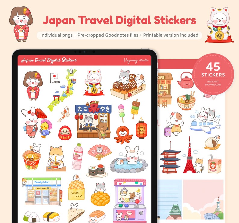 Cute Japan Travel Stickers for Digital Planner Japan Travel - Etsy