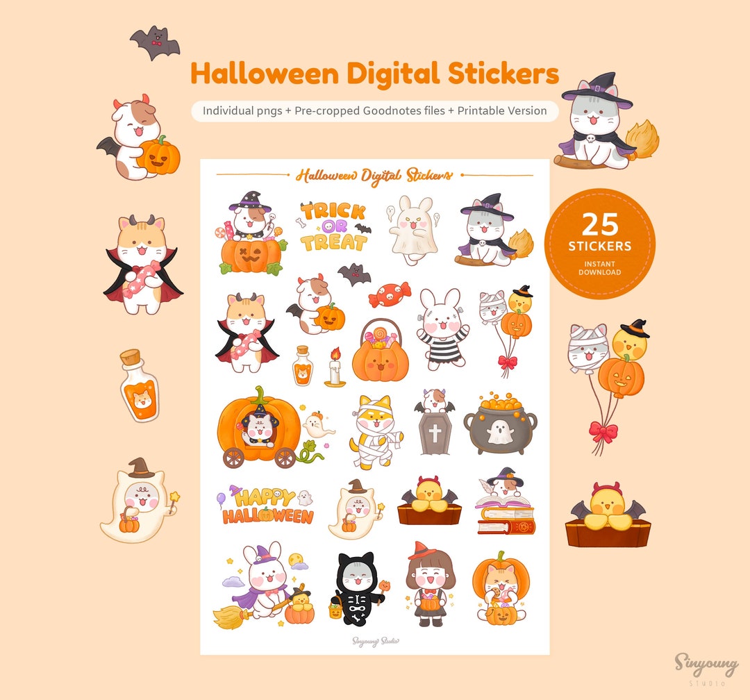 Cute Halloween Digital Planner Stickers | Spooky Season Goodnotes ...