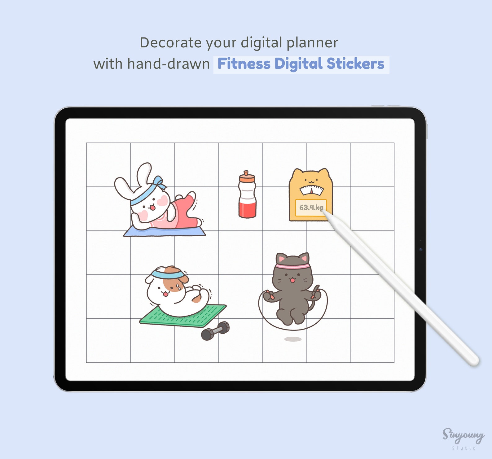 Cute Fitness Stickers for Digital Planner Gym Goodnotes | Etsy