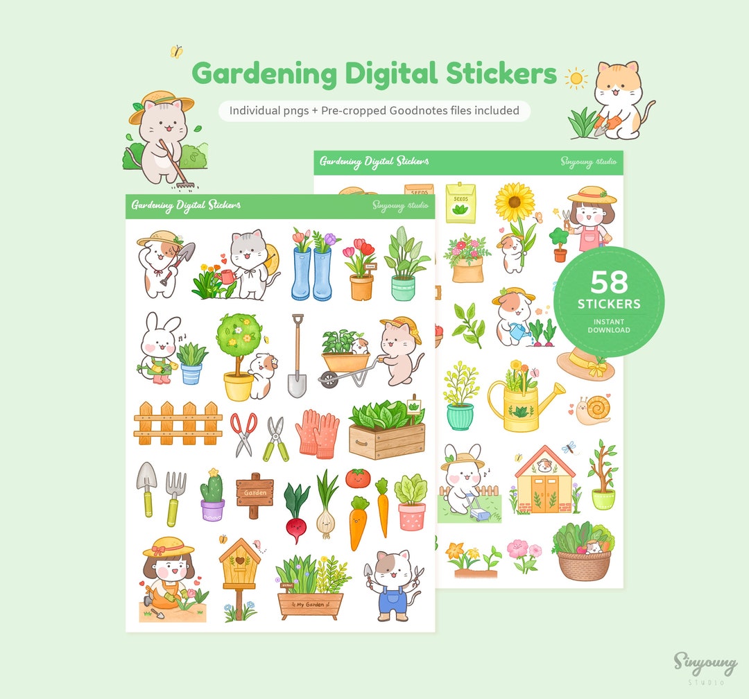 Cute Gardening Digital Planner Stickers | Garden Tools Goodnotes ...
