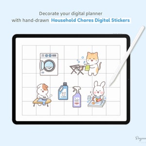 Cute Household Chores Digital Planner Stickers | Cleaning Day Goodnotes ...