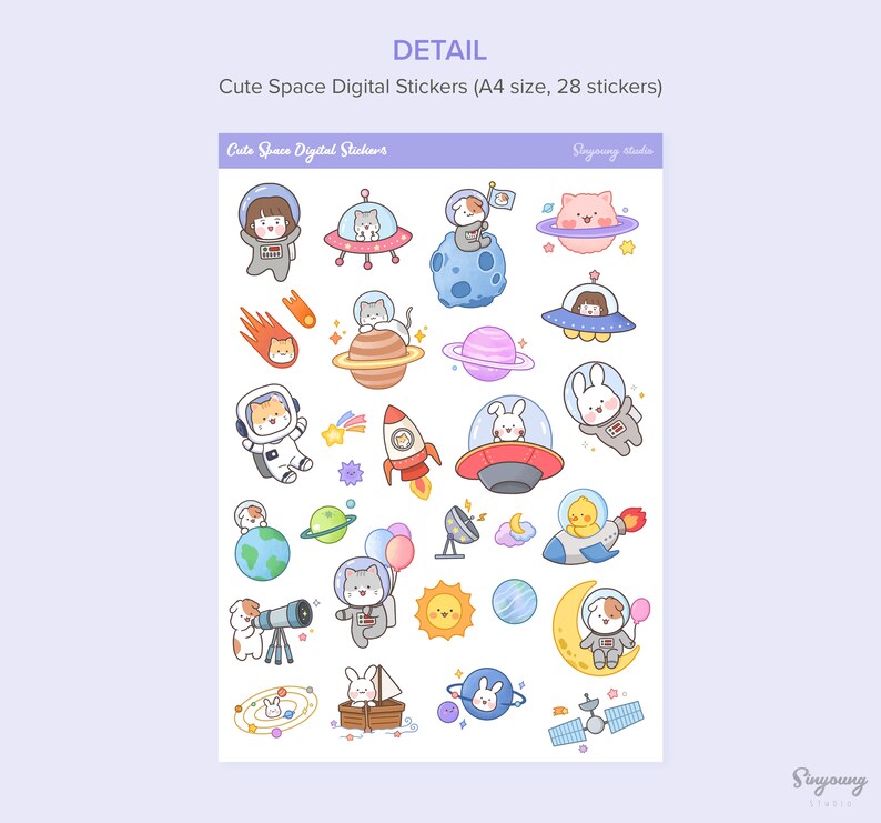 Cute Space Stickers for Digital Planner Astronaut and Space - Etsy