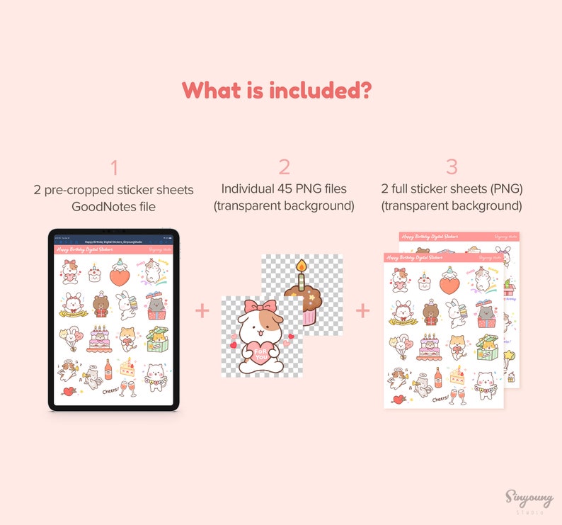 Happy Birthday Stickers for Digital Planner Cute Animal - Etsy