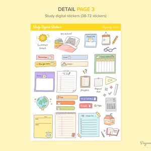Cute Study Digital Stickers for Goodnotes Planner | Hand Drawn Student ...