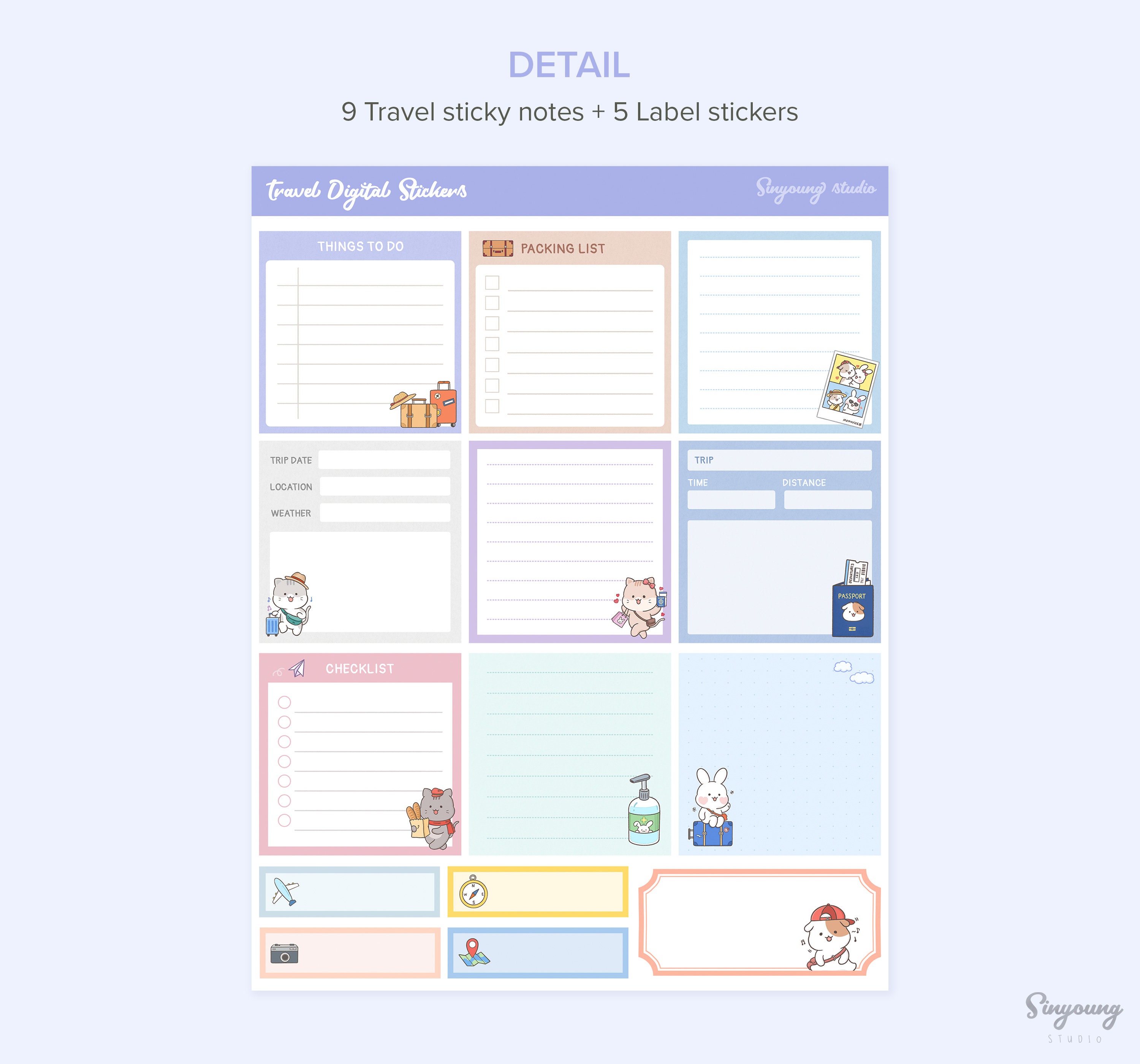 Cute Travel Digital Planner Stickers Holiday Travel | Etsy