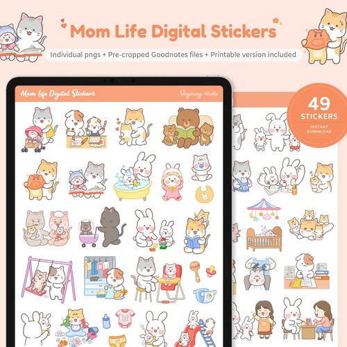 Cute Mom Life Digital Planner Stickers Hand Drawn Childcare - Etsy