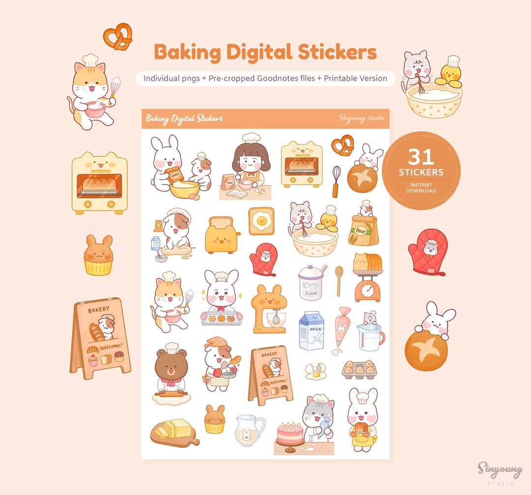 Cute Baking Digital Planner Stickers Home Bakery Goodnotes Sticker Set ...