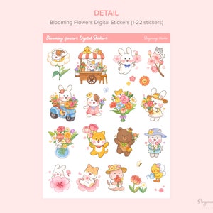 Cute Blooming Flowers Stickers for Digital Planner | Spring Floral ...
