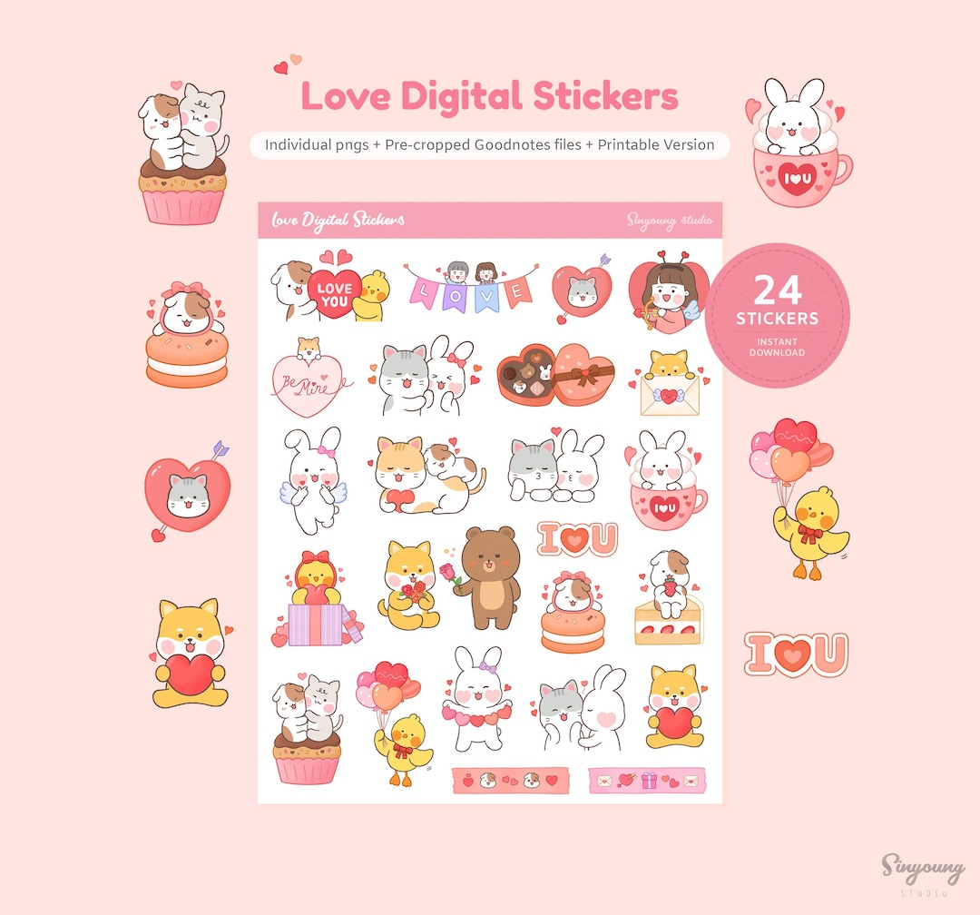 Cute Love Stickers for Digital Planner | Romantic Valentine's Day ...