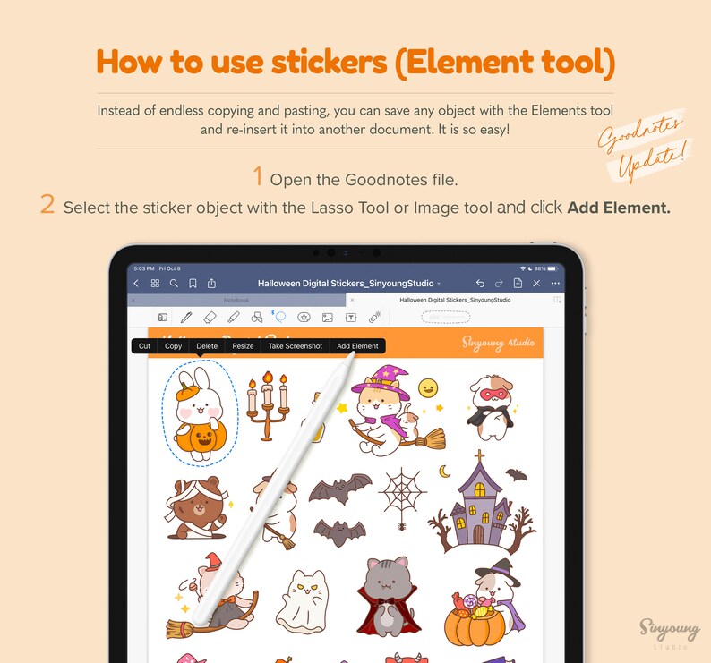 Cute Halloween Digital Stickers Spooky Season Goodnotes - Etsy