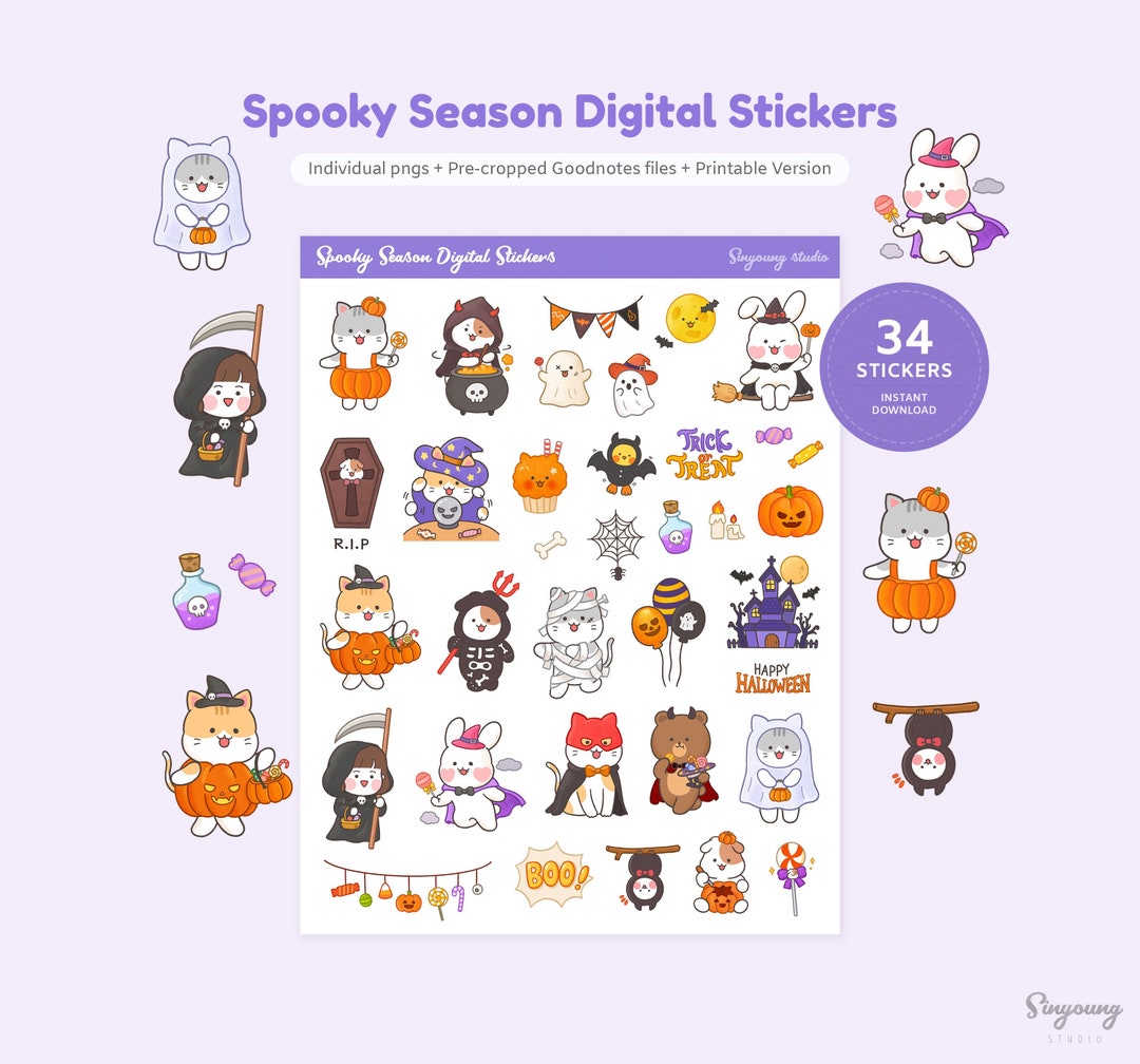 Cute Spooky Season Digital Stickers | October Halloween Goodnotes ...