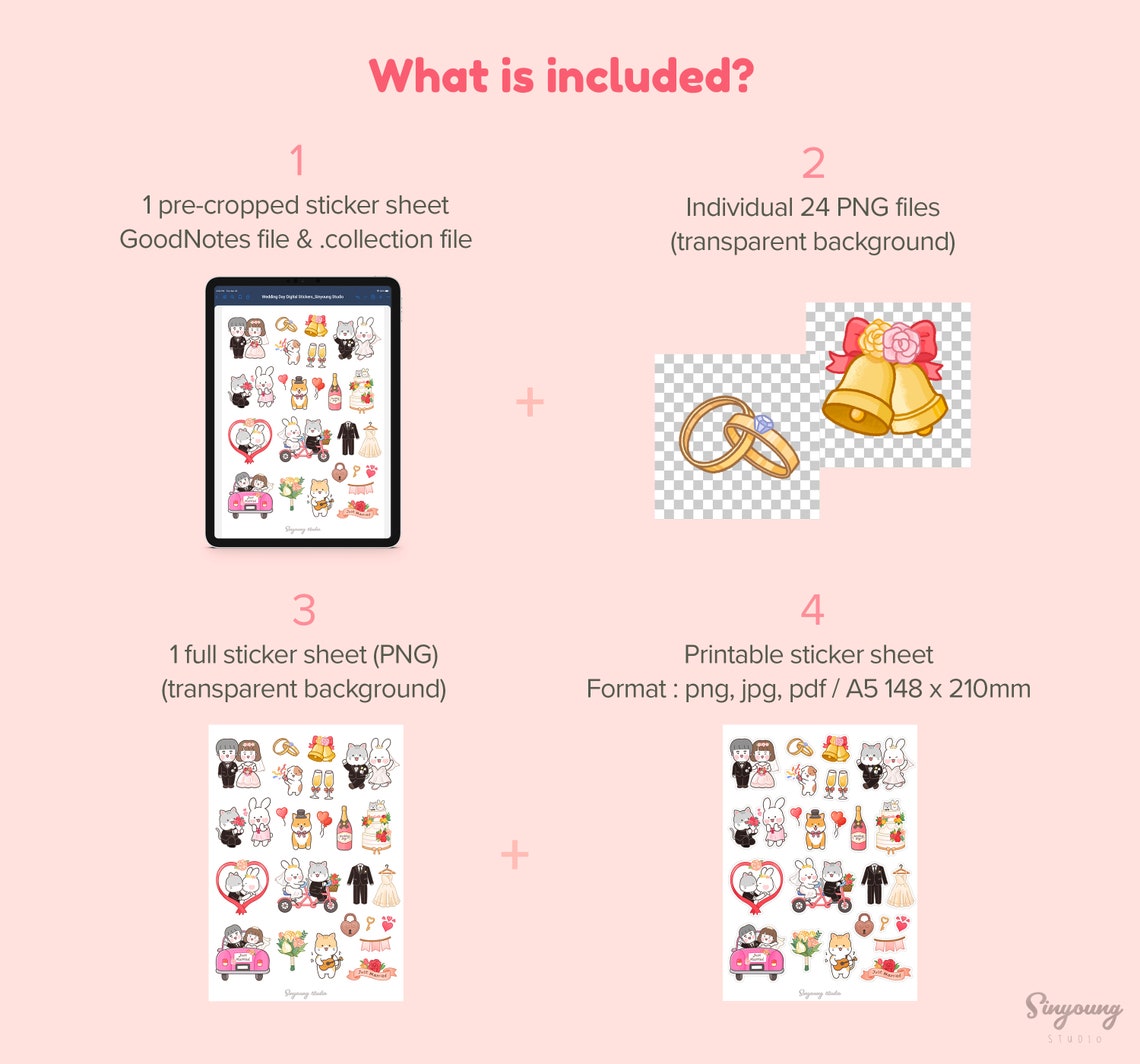 Cute Wedding Day Stickers for Digital Planner | Just Married Sticker ...