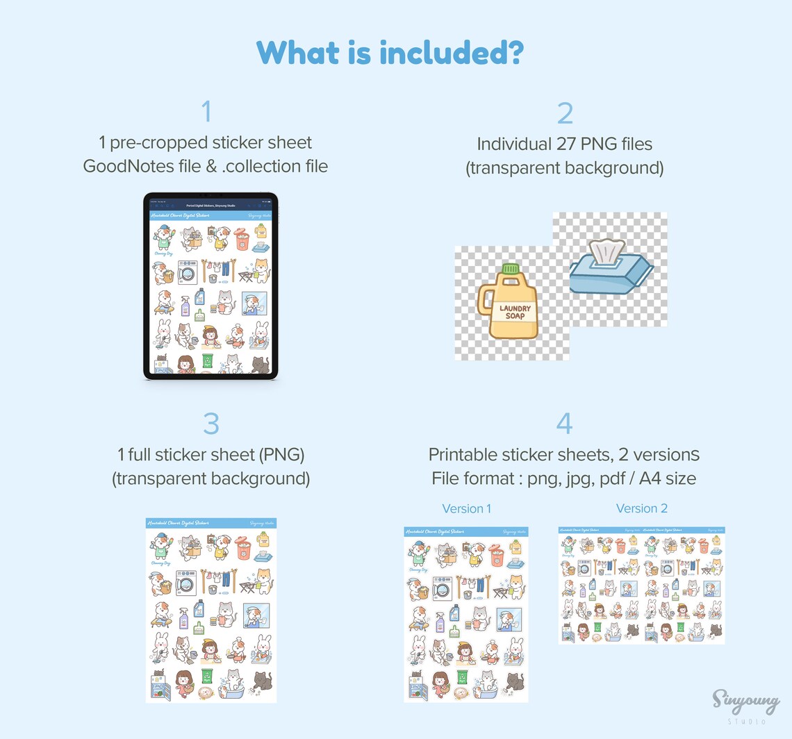 Cute Household Chores Digital Planner Stickers Cleaning Day - Etsy