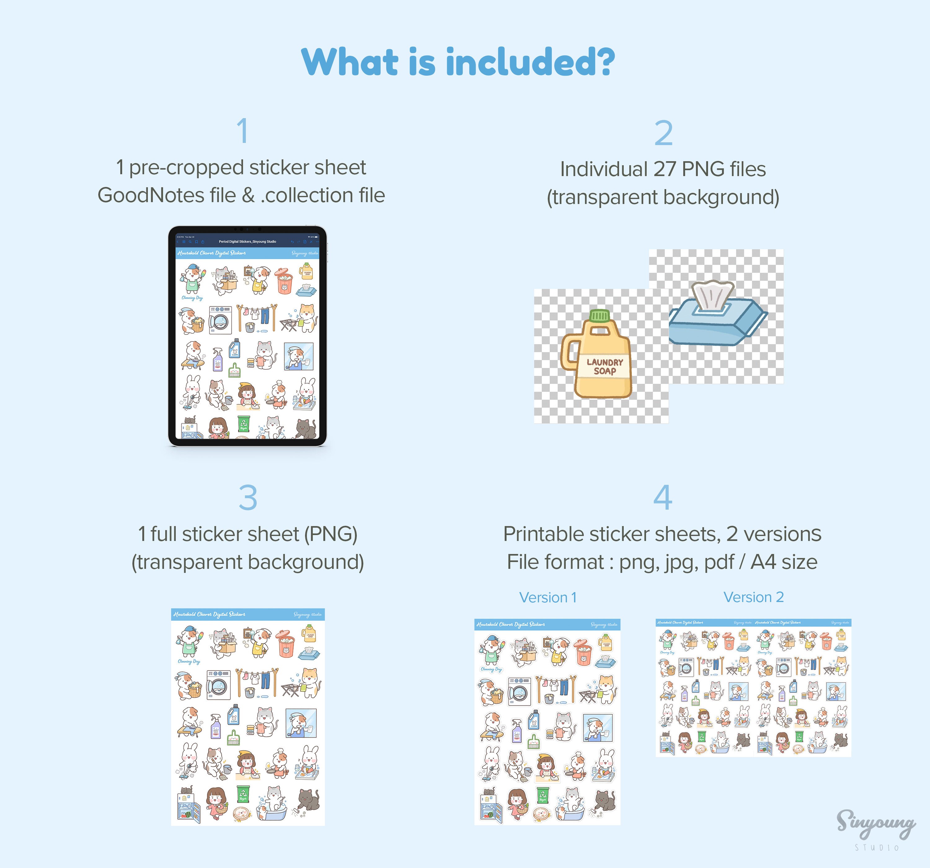 Cute Household Chores Digital Planner Stickers Cleaning Day - Etsy