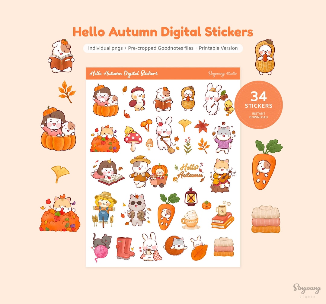 Hello Autumn Digital Planner Stickers | September Goodnotes Stickers ...