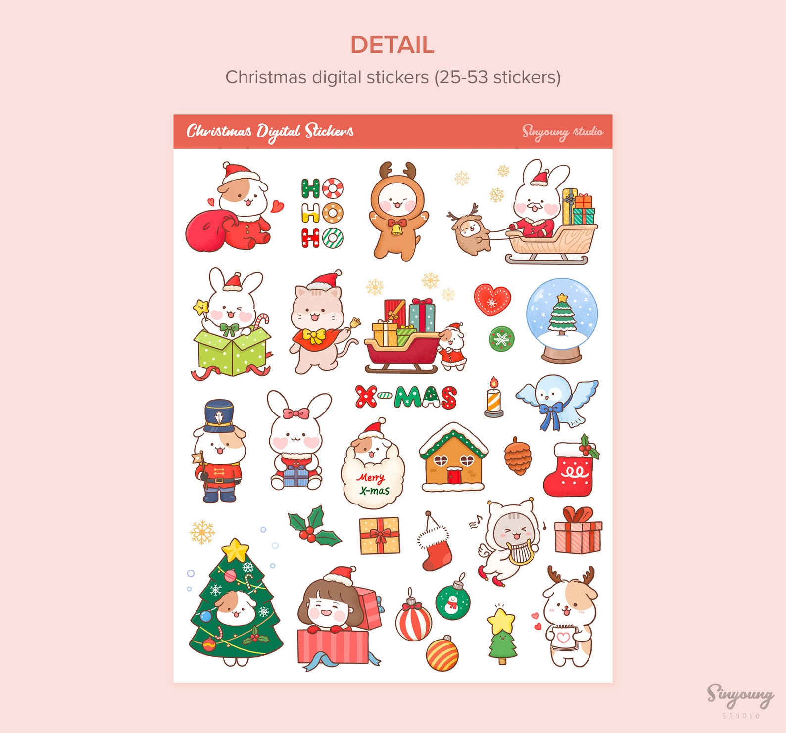 Cute Christmas Digital Planner Stickers Winter Holidays - Etsy