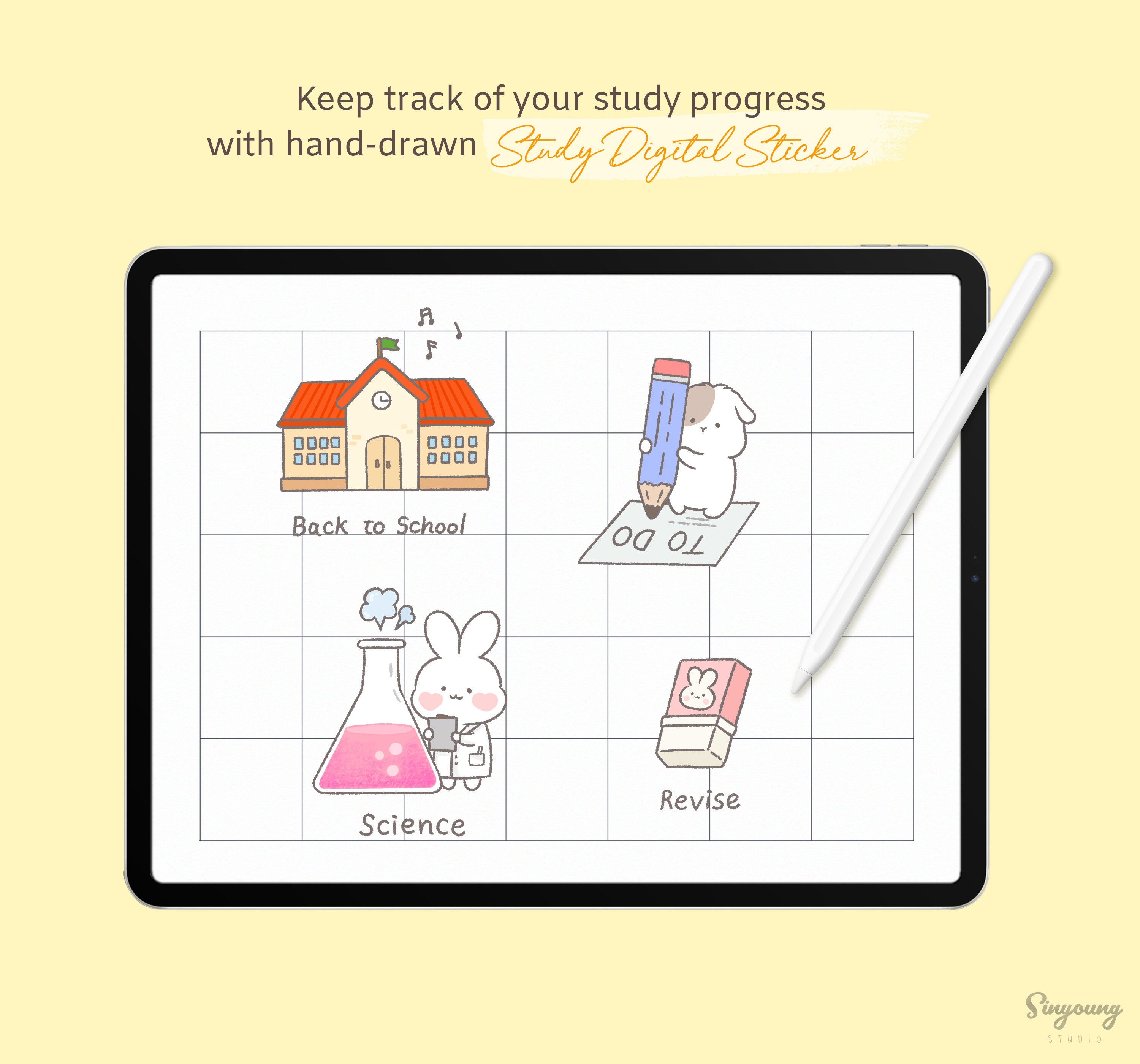 Cute Study Digital Stickers for GoodNotes Planner Hand drawn | Etsy