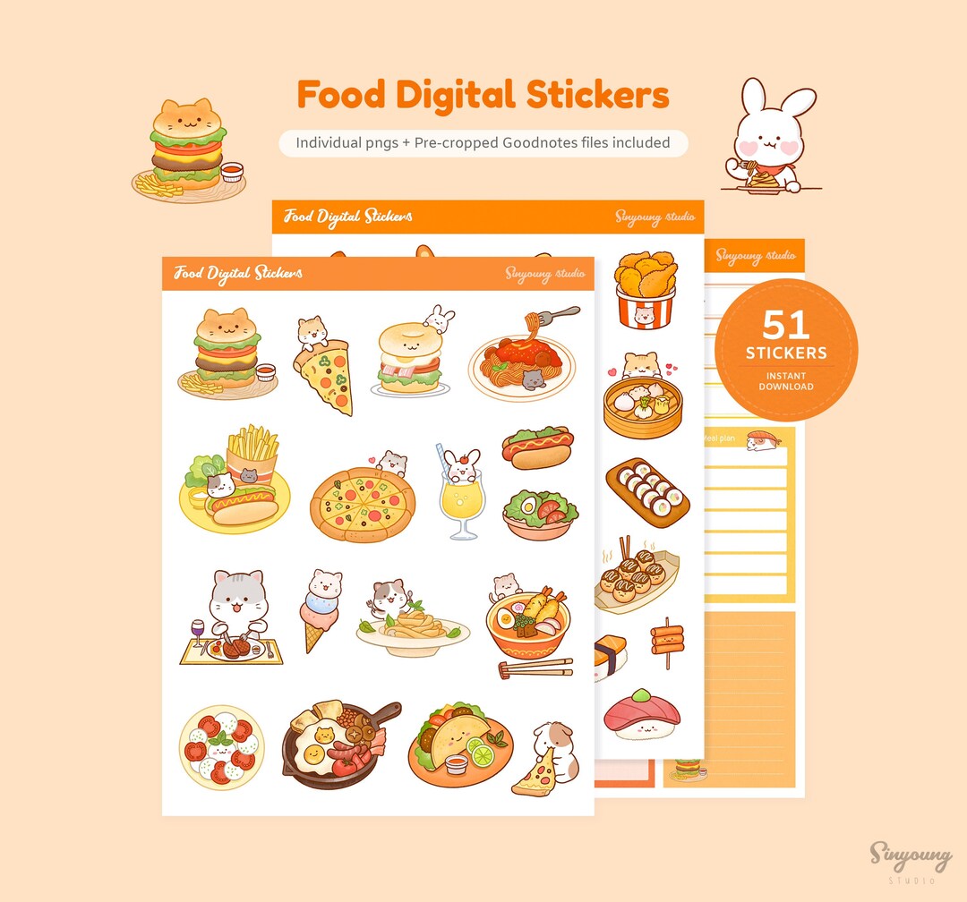 Cute Food Digital Planner Stickers, Fast Food Goodnotes Sticker Set ...