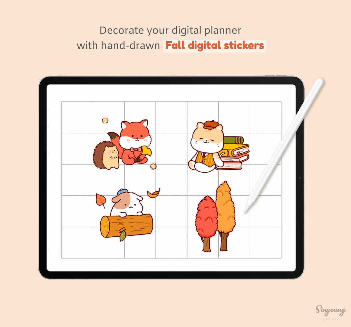 Cute Fall Digital Planner Stickers Hand Drawn Autumn Vibes | Etsy
