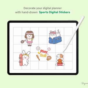 Cute Sports Digital Planner Stickers | Hand Drawn Basketball, Tennis ...