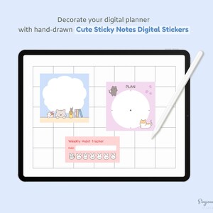 Cute Digital Sticky Notes for Goodnotes, Animal Character Sticky Notes ...