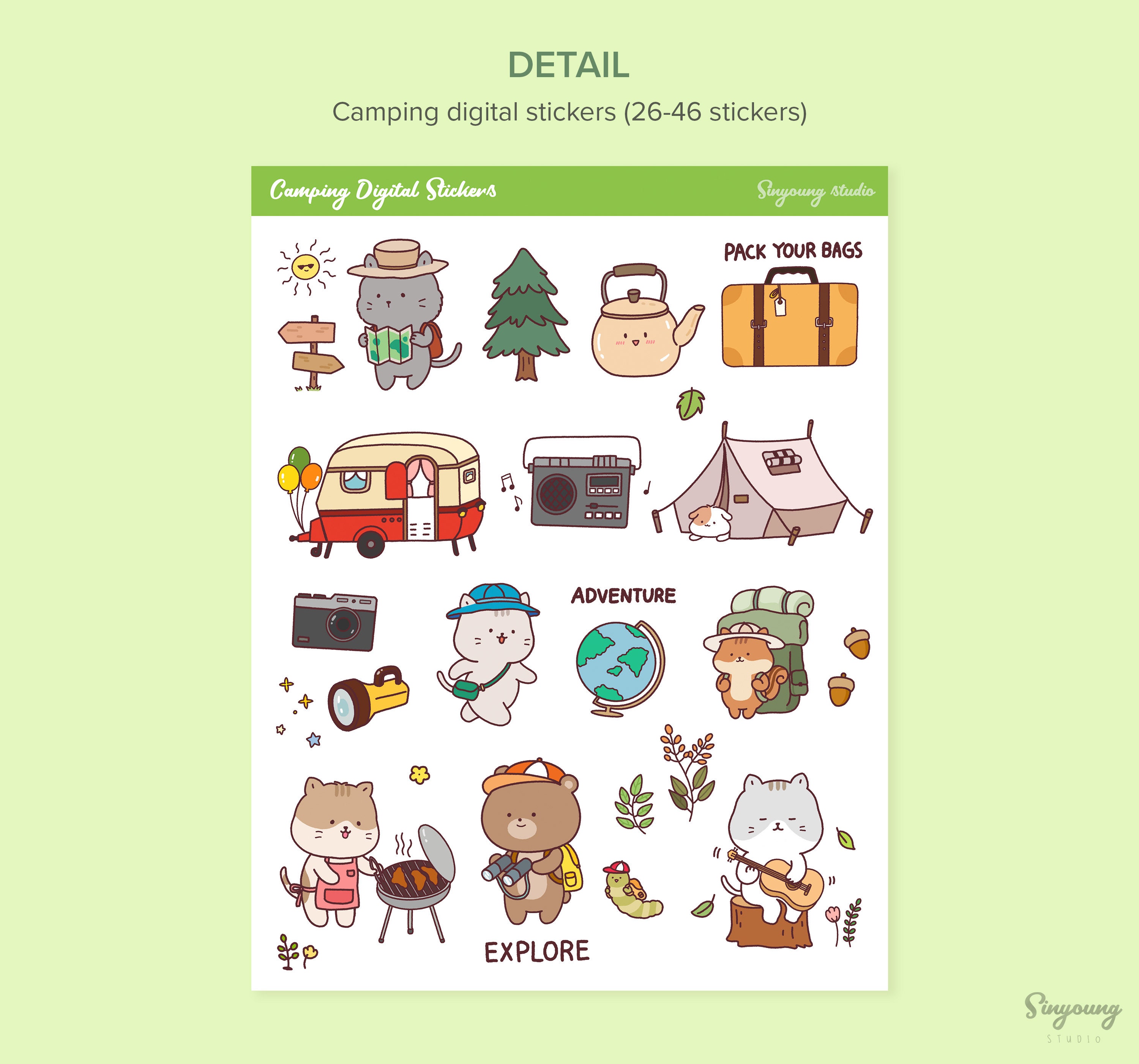 Camping Digital Planner Stickers for Goodnotes, Summer Camp Sticker ...