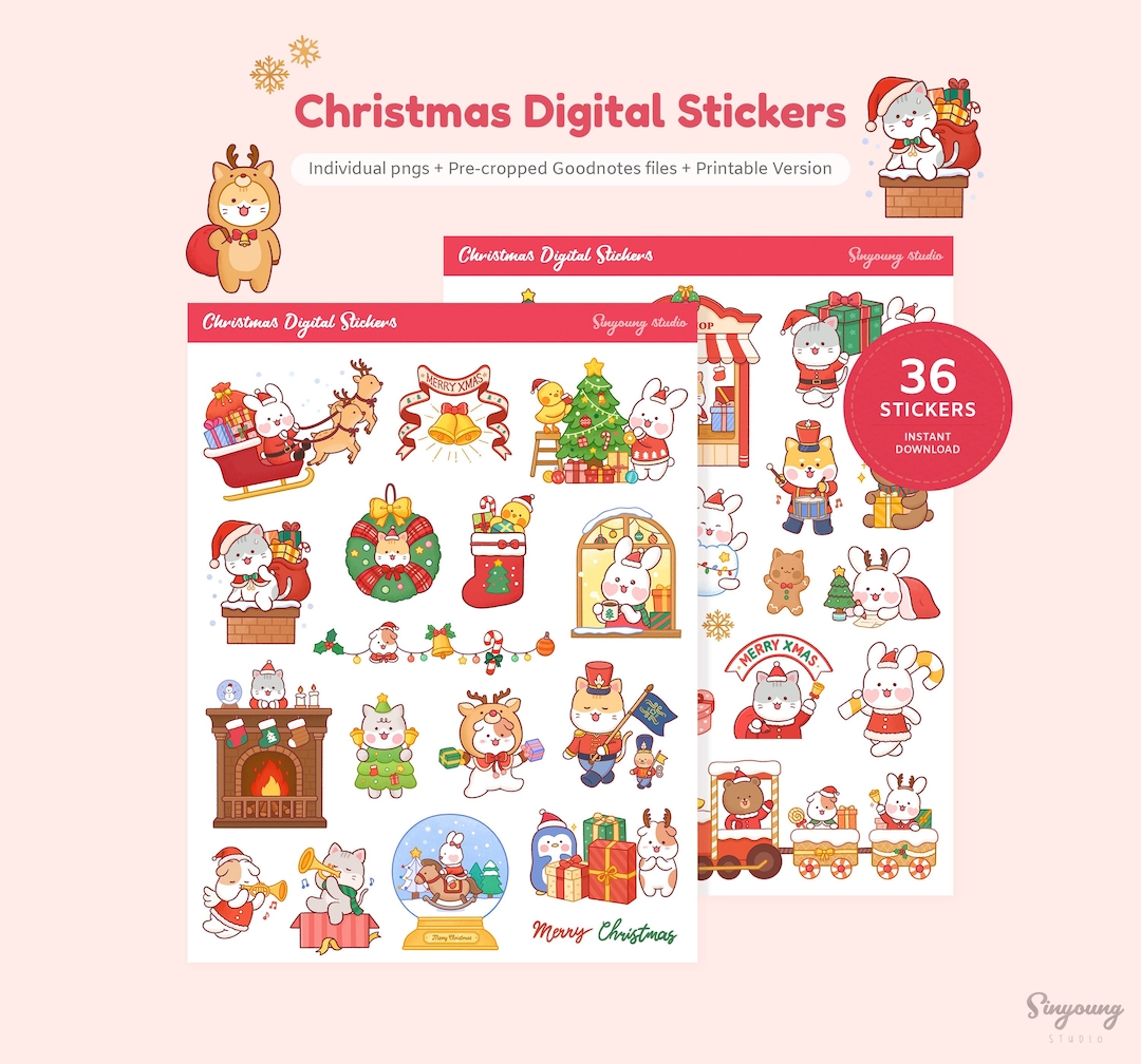 Cute Christmas Stickers for Digital Planner | Christmas Cat Goodnotes ...