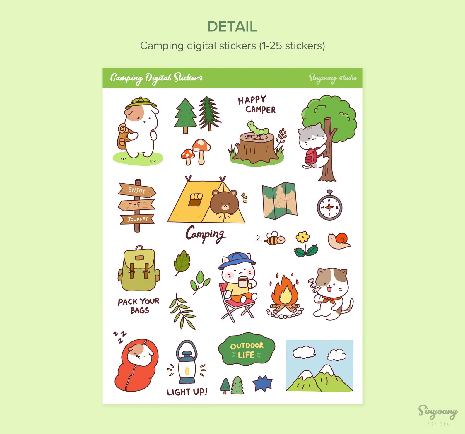 Camping Digital Planner Stickers for Goodnotes, Summer Camp Sticker ...