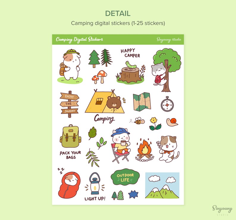 Camping Digital Planner Stickers for Goodnotes, Summer Camp Sticker ...