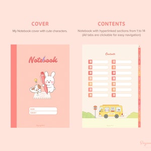 Cute My Notebook Digital Template | Digital Notebook With Hyperlinked ...