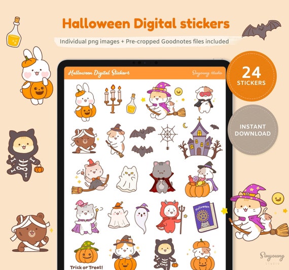 Cute Halloween Digital Stickers Spooky Season Goodnotes - Etsy