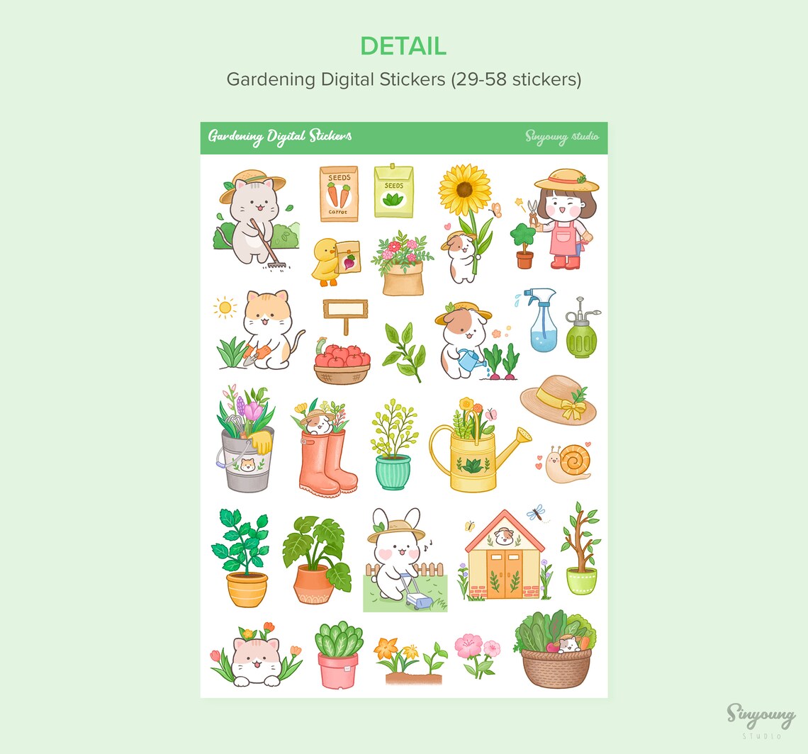 Cute Gardening Digital Planner Stickers | Garden Tools Goodnotes ...
