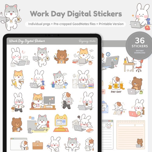 Cute Study Digital Stickers for Goodnotes Planner Hand Drawn - Etsy