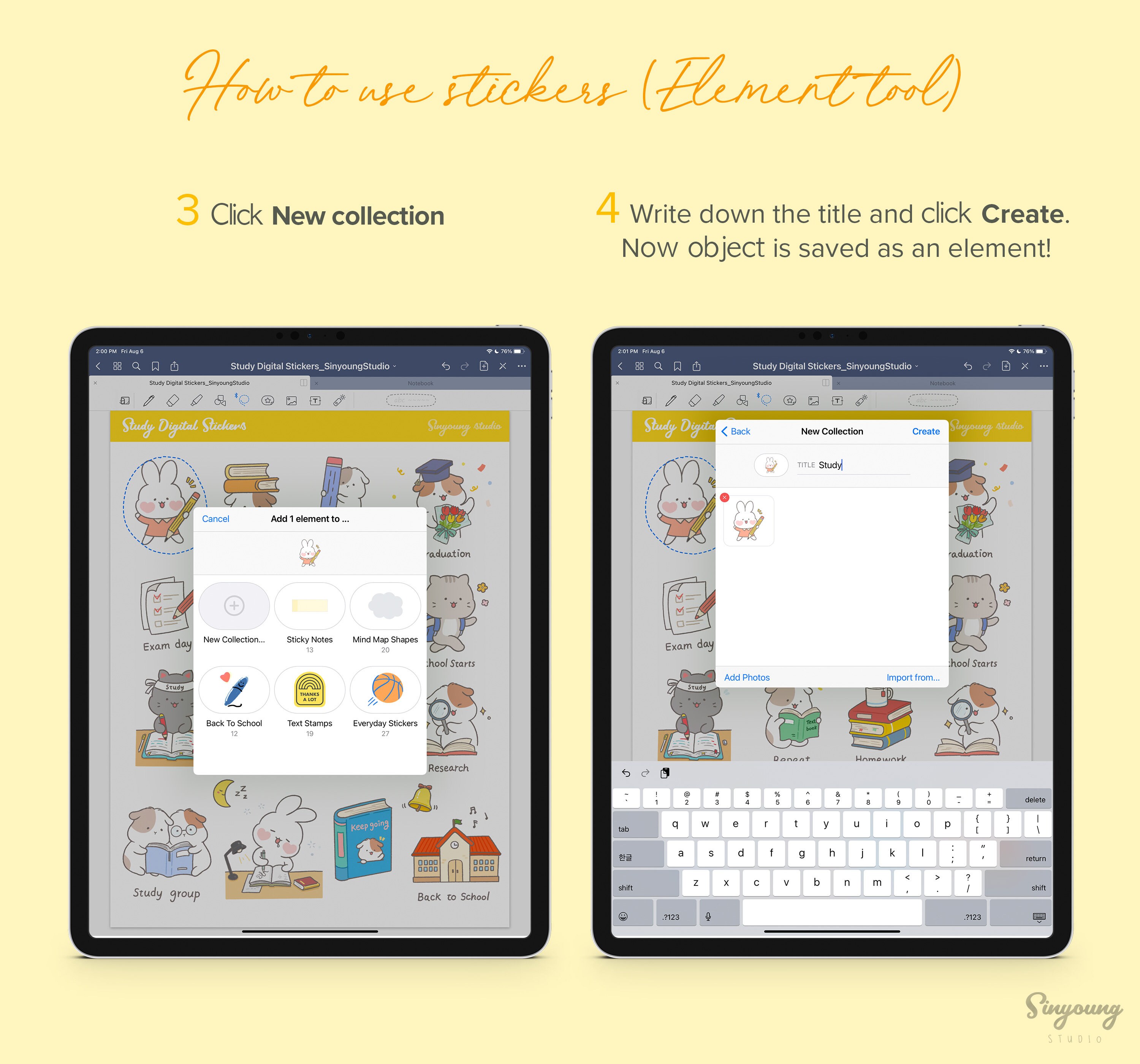 Cute Study Digital Stickers for GoodNotes Planner Hand drawn | Etsy