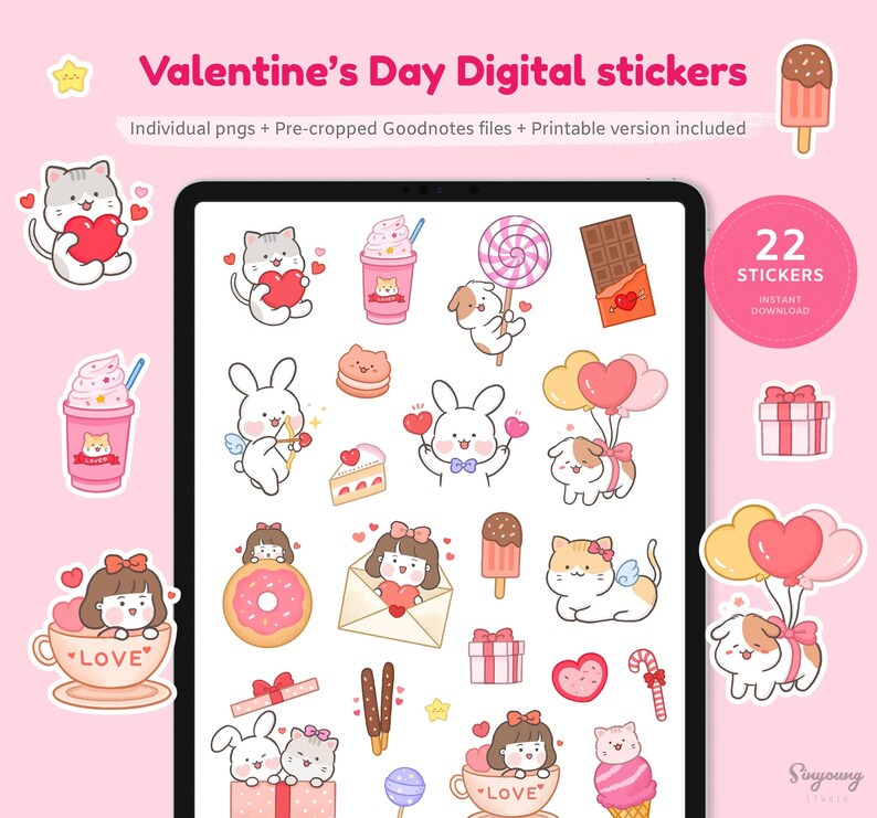 Cute Valentine's Day Digital Planner Stickers February - Etsy
