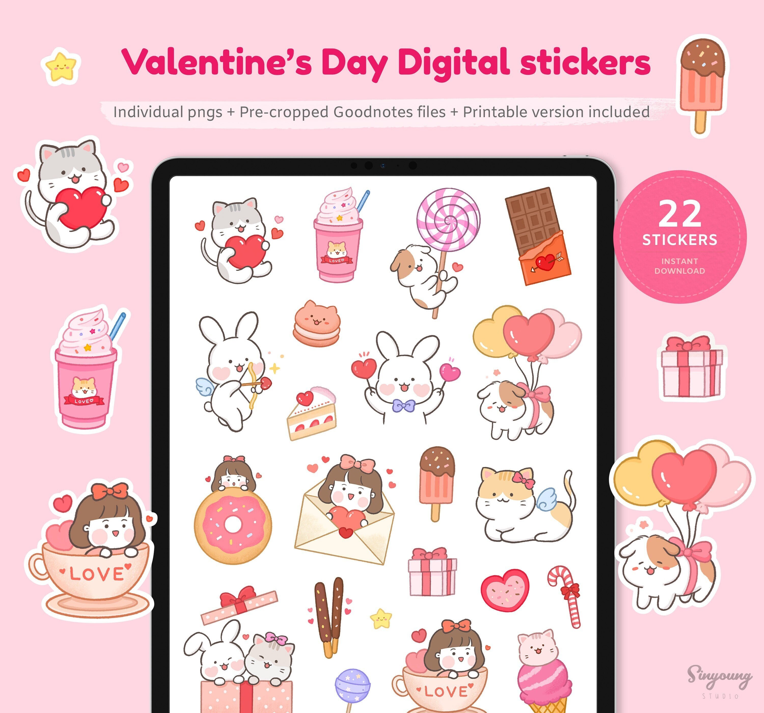 Cute Valentine's Day Digital Planner Stickers February | Etsy