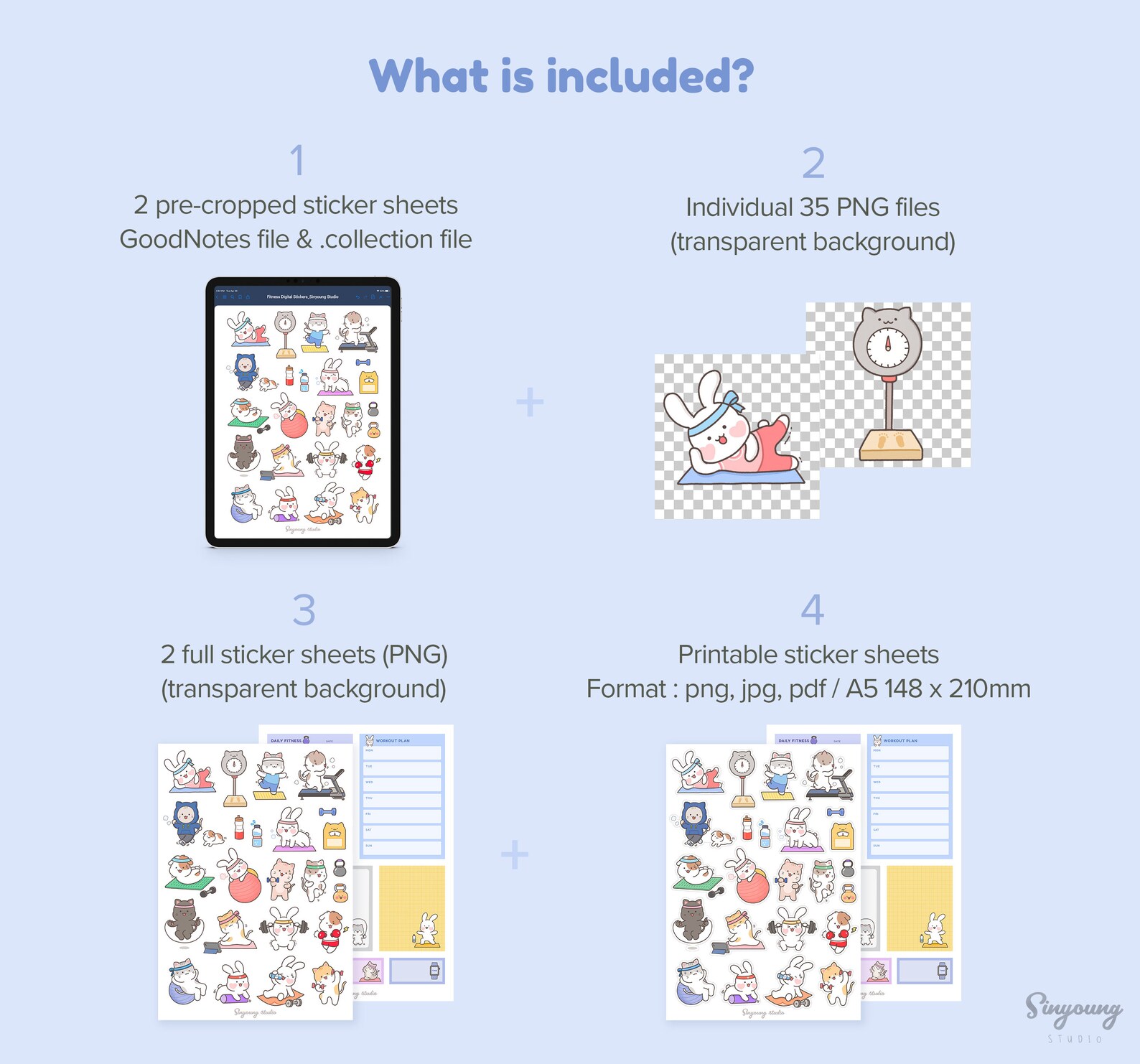 Cute Fitness Stickers for Digital Planner | Gym Goodnotes Stickers ...