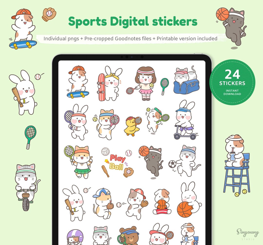Cute Sports Digital Planner Stickers Hand Drawn Basketball - Etsy