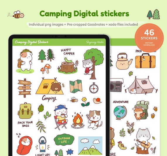 Camping Digital Planner Stickers for Goodnotes Summer Camp | Etsy