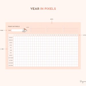 Cute Year in Pixels Digital Planner Undated Yearly Mood Tracker ...