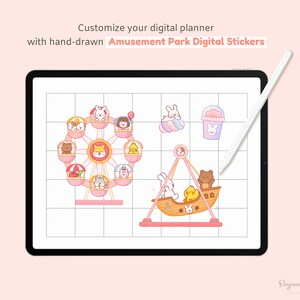 Cute Amusement Park Stickers for Digital Planner | Theme Park Goodnotes ...
