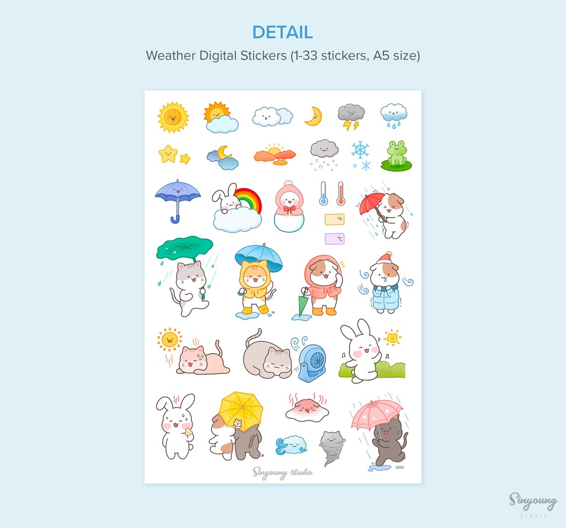 Cute Weather Stickers for Digital Planner Weather Icon - Etsy