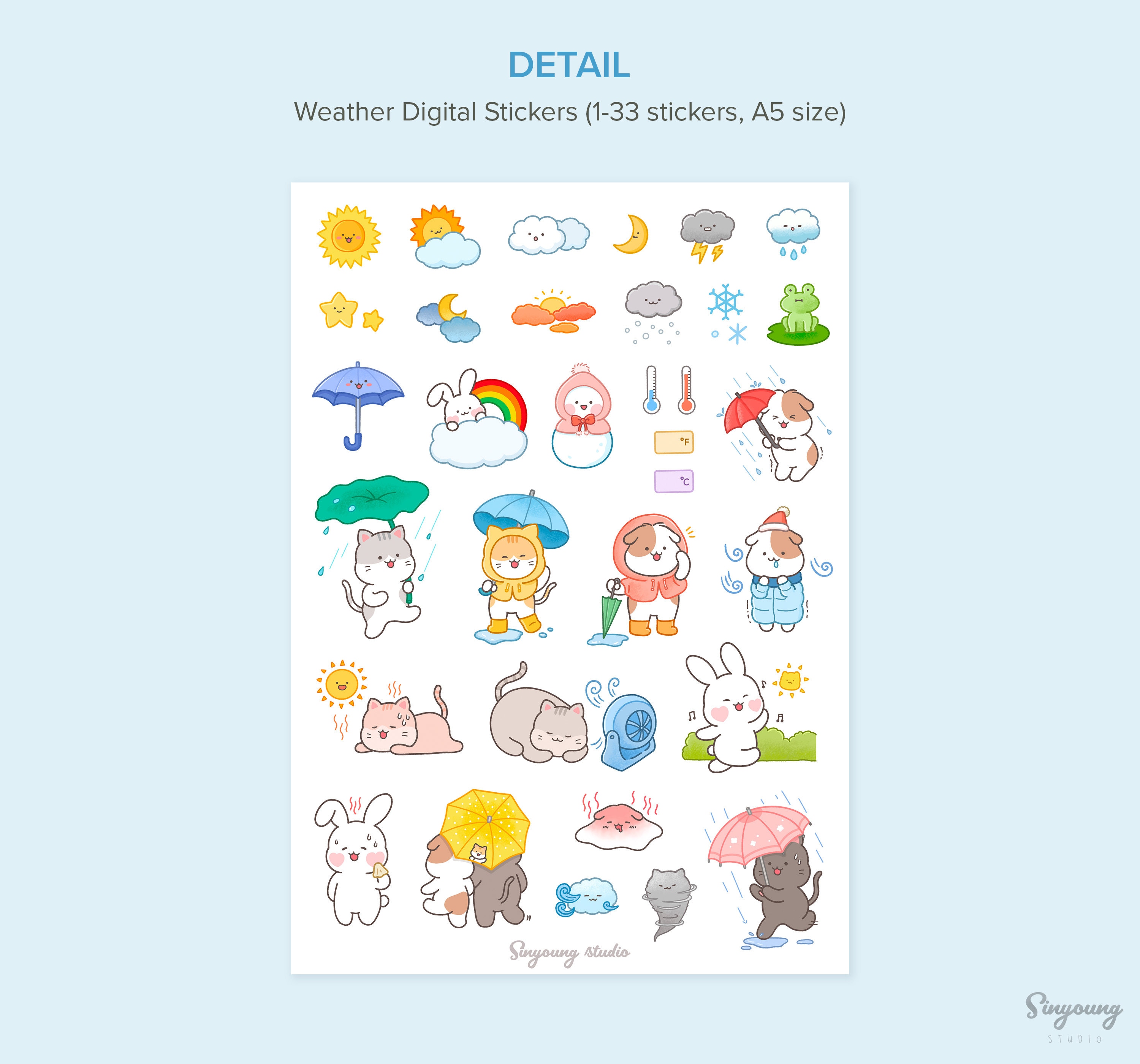 Cute Weather Stickers for Digital Planner Weather Icon - Etsy