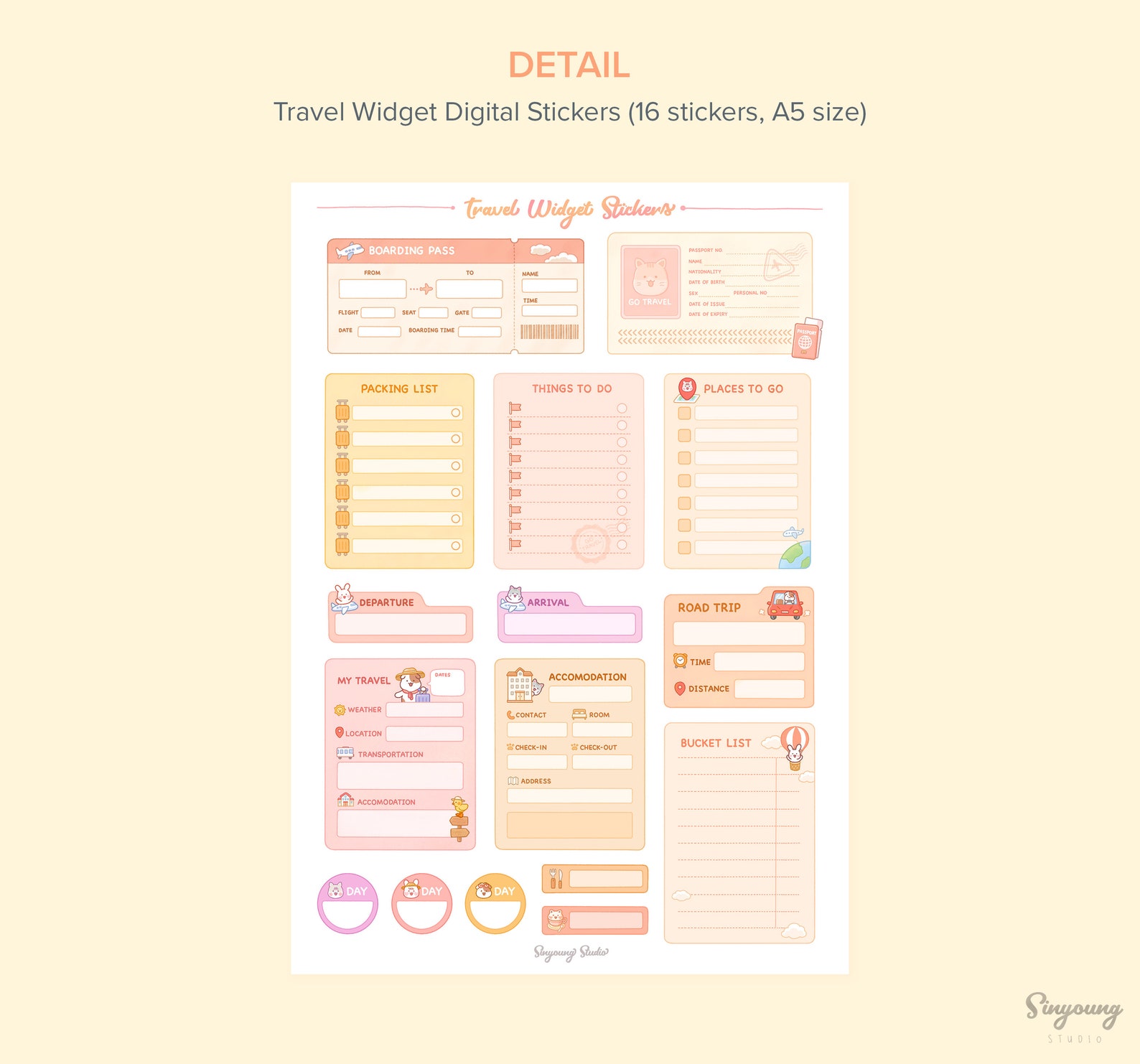 Cute Travel Widget Digital Stickers | Sticky Notes Goodnotes Stickers ...