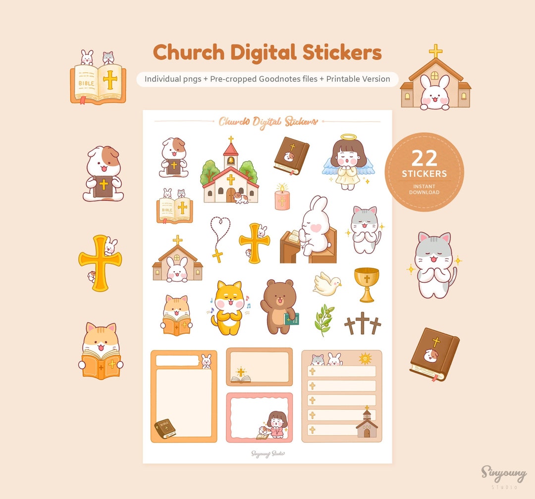 Cute Church Digital Stickers | Go to Church Goodnotes Stickers ...
