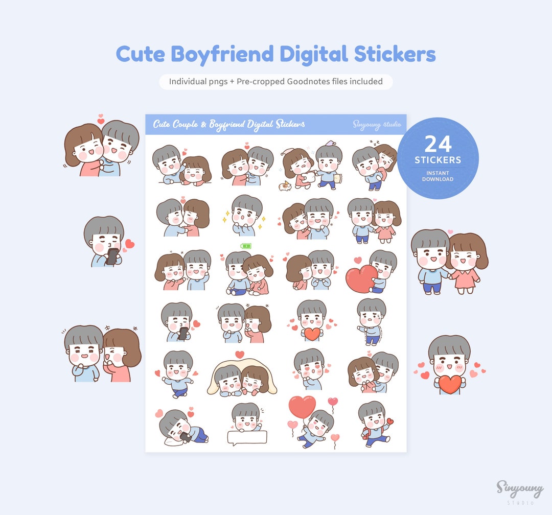 Cute Couple Digital Planner Stickers | Boyfriend Character Goodnotes ...