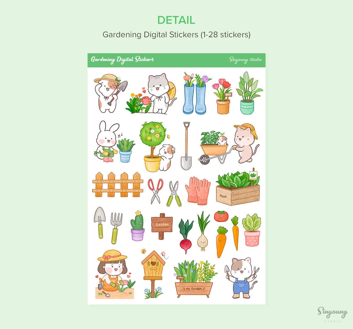Cute Gardening Digital Planner Stickers | Garden Tools Goodnotes ...