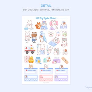 Cute Sick Day Stickers for Digital Planner | Illness Goodnotes Stickers ...